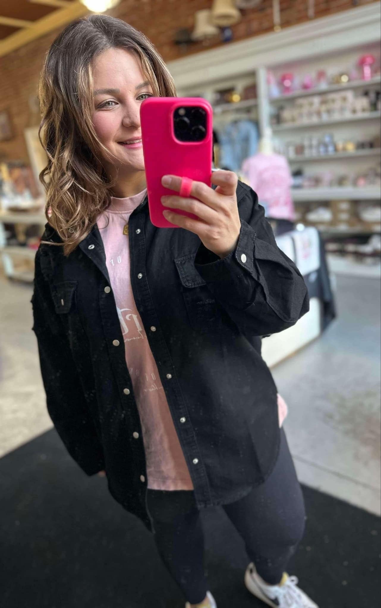 Black Distressed Shacket | Momma Tried Boutique